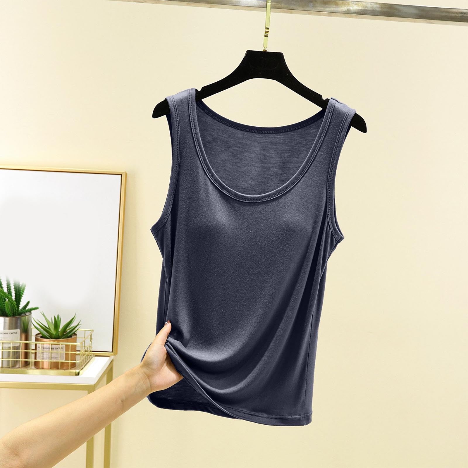 BRGZLK Women's Modal Tank Top Summer Trendy Solid Color Round Neck Thin Sleeveless Undershirt ...