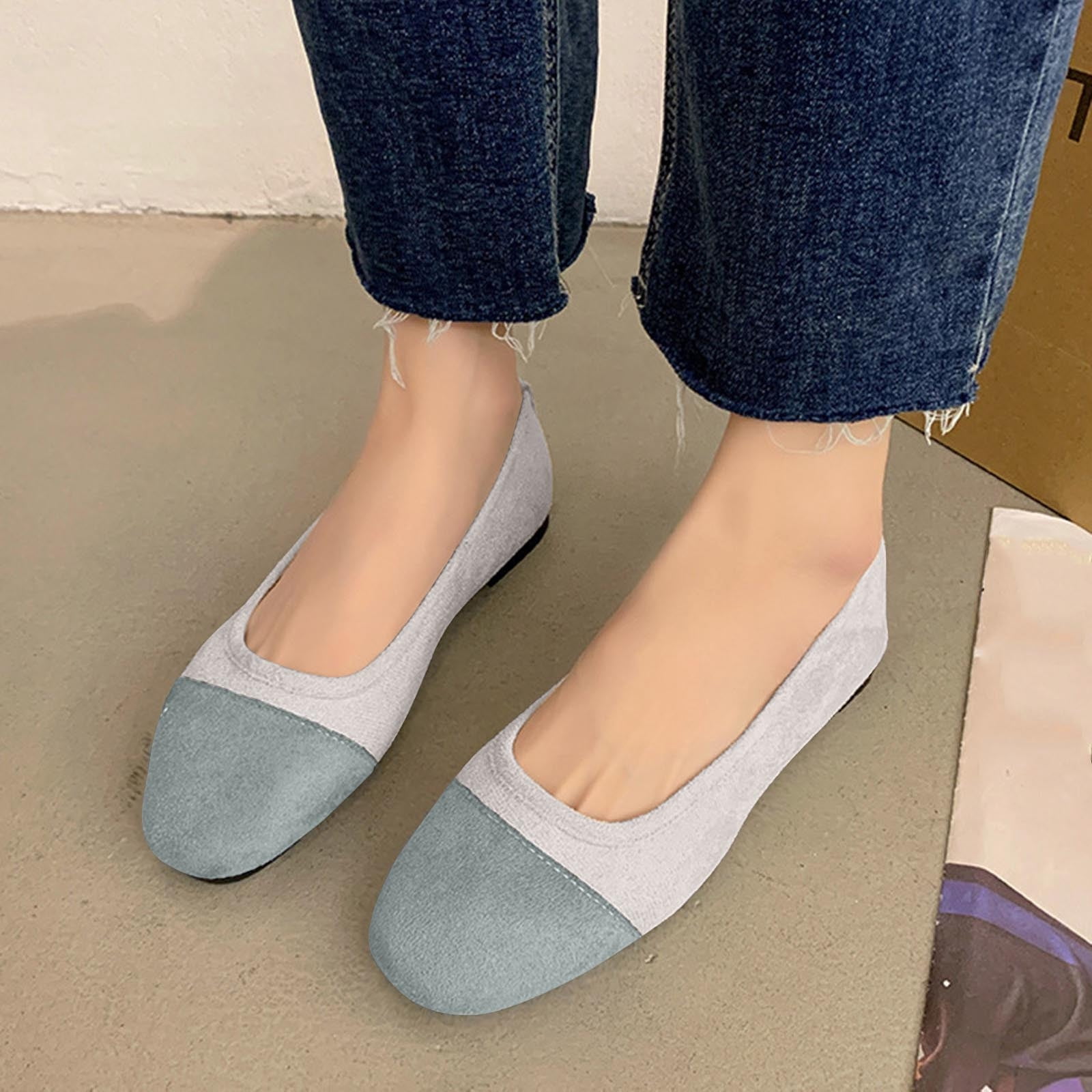 BRGZLK Women's Round Toe Knit Flats Fashion Novel Comfortable ...