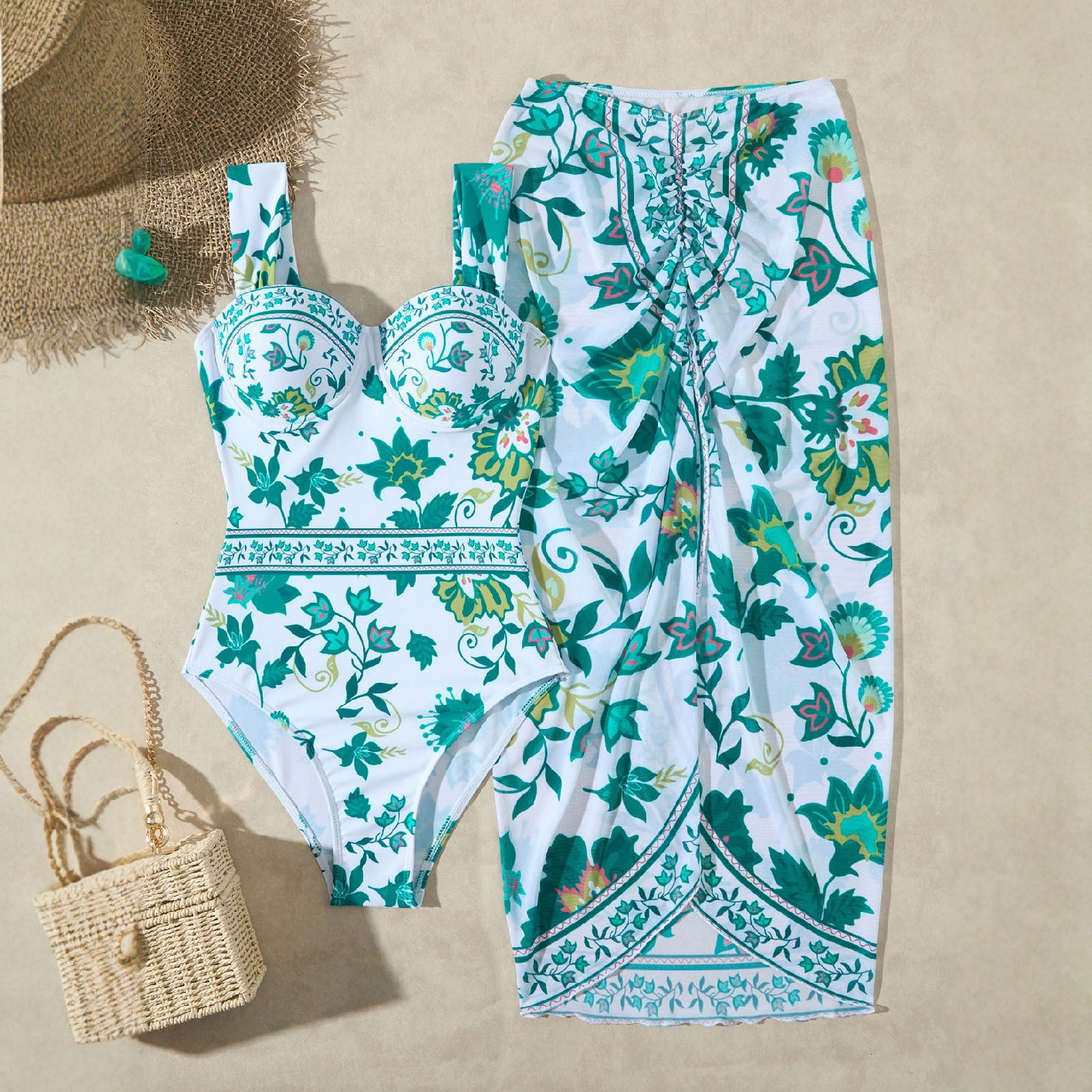 BRGZLK Women's Sarong Coverups Swimsuit Fashion Cozy Tight Slimming Two ...