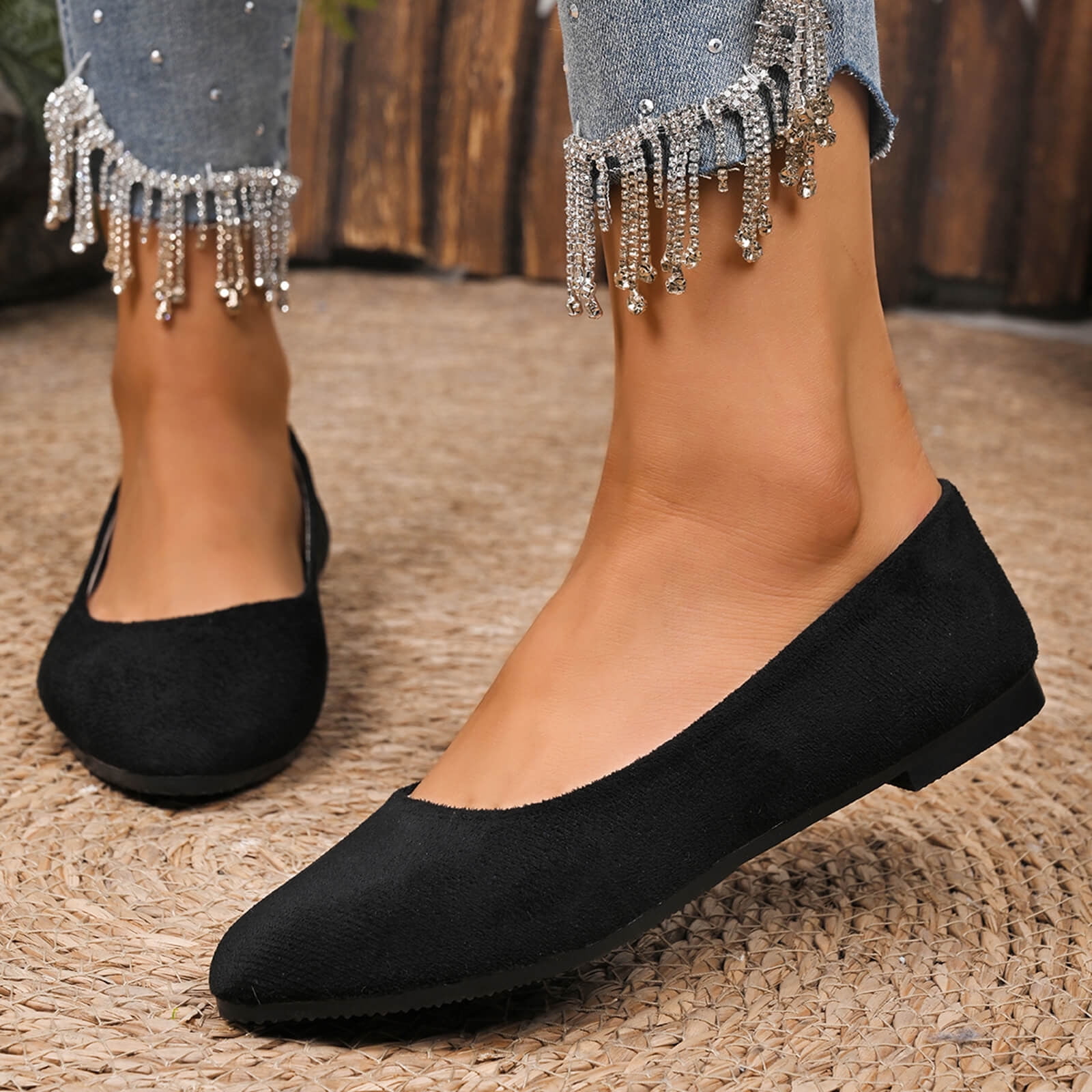 BRGZLK Women's Shoes Pointed Toe Flats Casual Versatile Driving Shoes ...