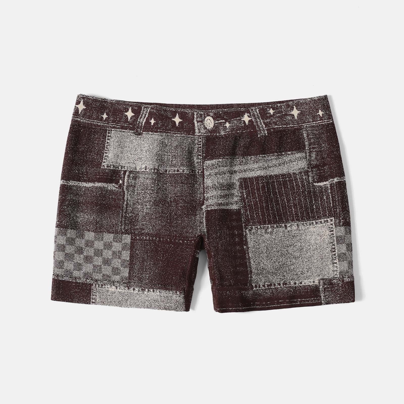 BRGZLK Women's Short Jeans Trendy Novel Print Imitation Denim Yoga ...