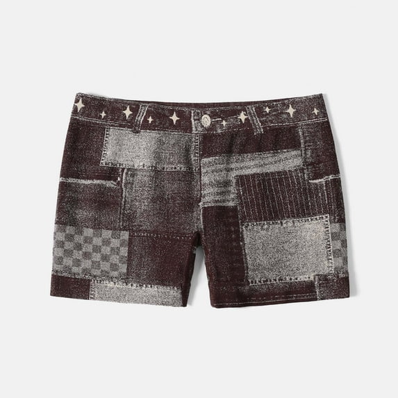 BRGZLK Women's Short Jeans Trendy Novel Print Imitation Denim Yoga ...