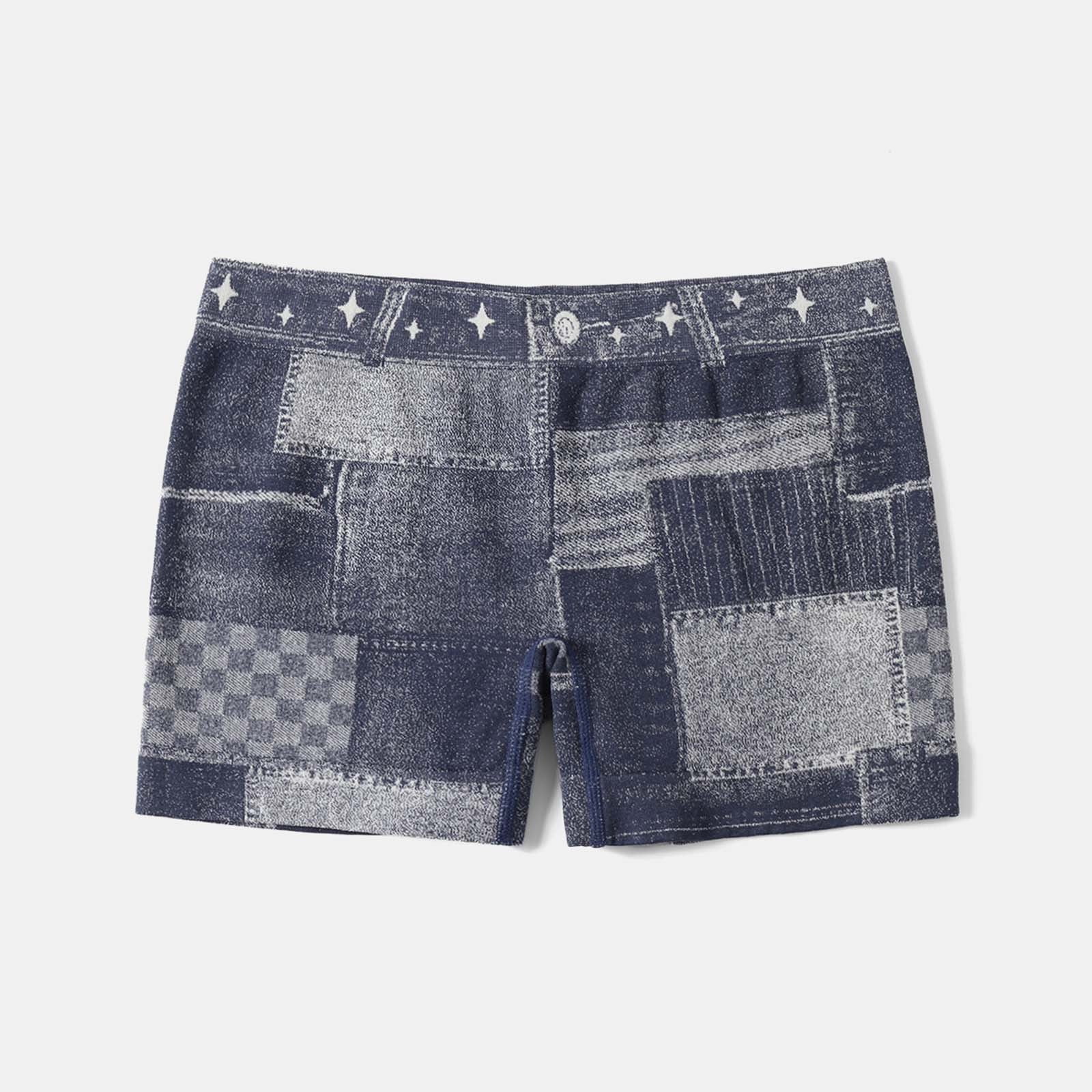 BRGZLK Women's Short Jeans Trendy Novel Print Imitation Denim Yoga ...