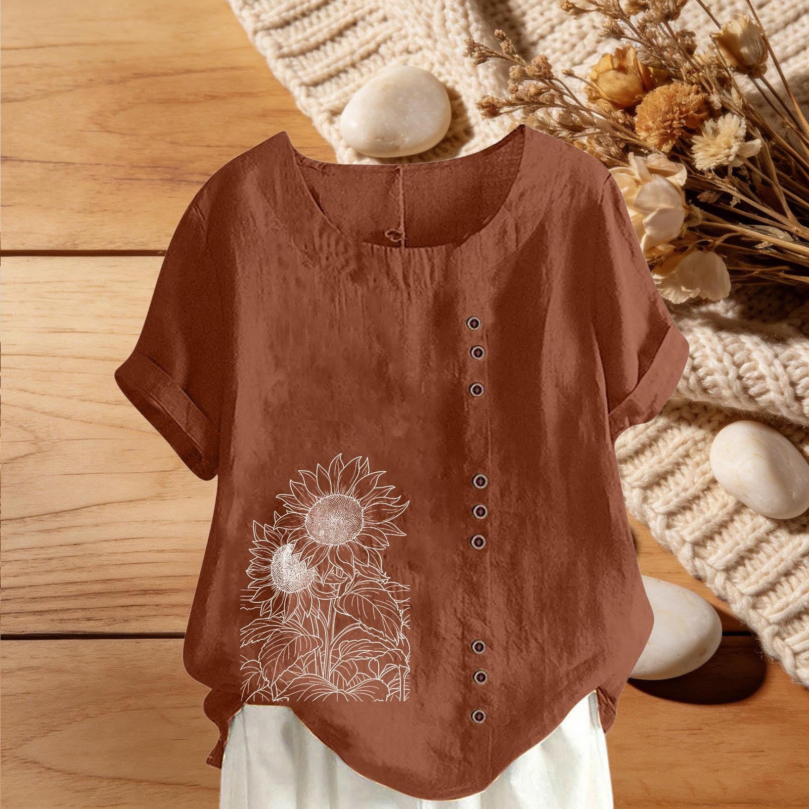 BRGZLK Women's Short Sleeved T-Shirt, Fashionable and Casual Floral ...