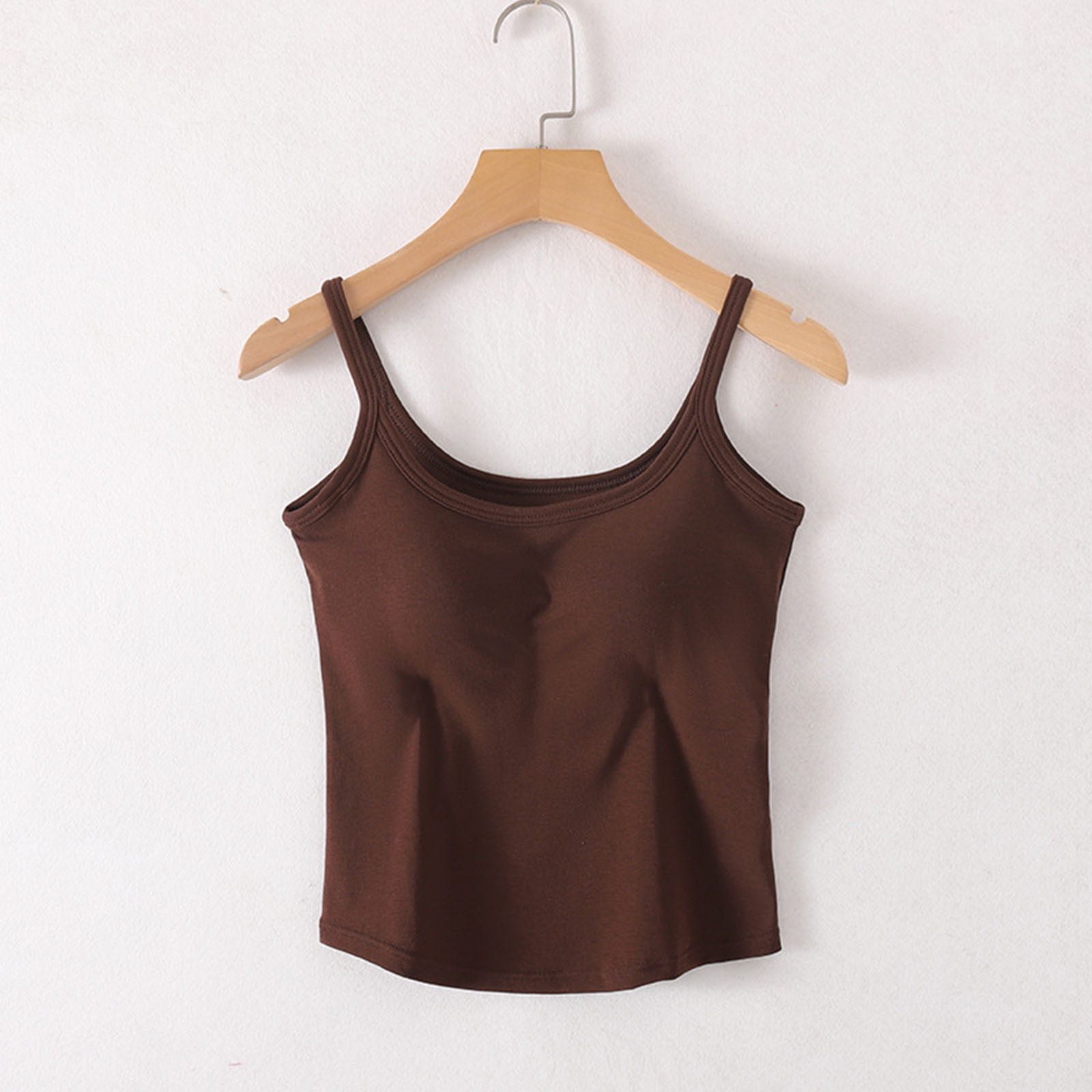 BRGZLK Women's Spaghetti Straps Top Fashion Solid Color With Chest Pad ...