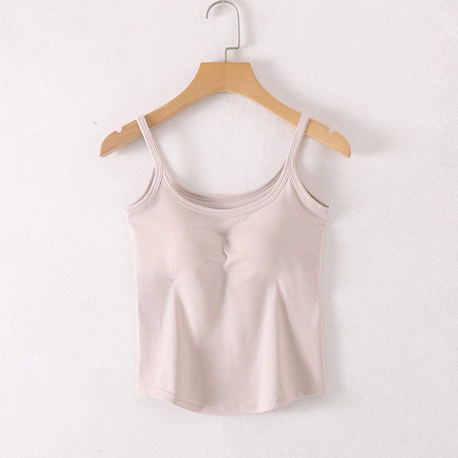 BRGZLK Women's Spaghetti Straps Top Fashion Solid Color With Chest Pad ...