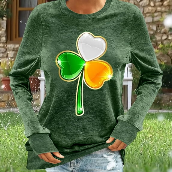 BRGZLK Women's St. Patrick's Day Fashion Lucky Sweatshirt - Long Sleeve ...