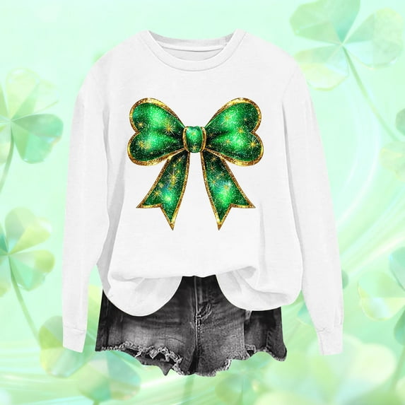 BRGZLK Women's St Patrick's Day Shamrock Tops Fashion Comfy Long Sleeve ...