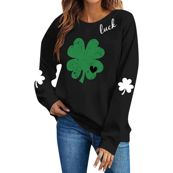 BRGZLK Women's St. Patrick's Day Tops Irish Shamrock Long Sleeve Loose ...