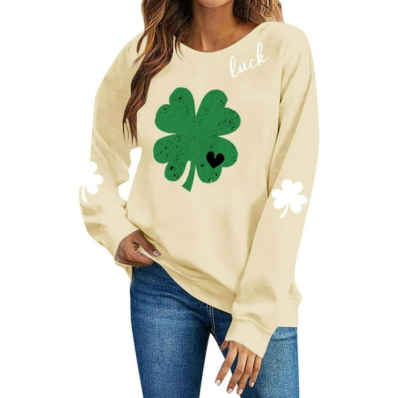 BRGZLK Women's St. Patrick's Day Tops Irish Shamrock Long Sleeve Loose ...