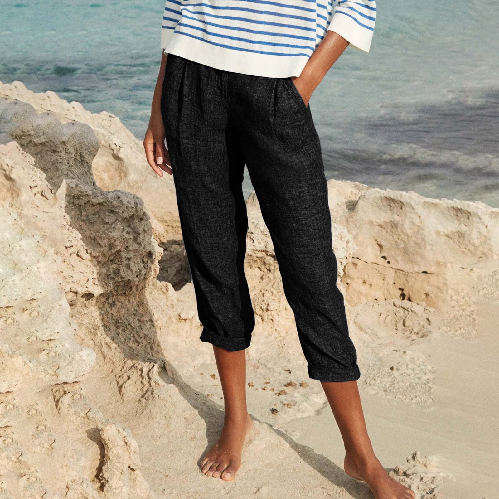 BRGZLK Women's Style Solid Color Straight Pants Casual Trousers Pants ...