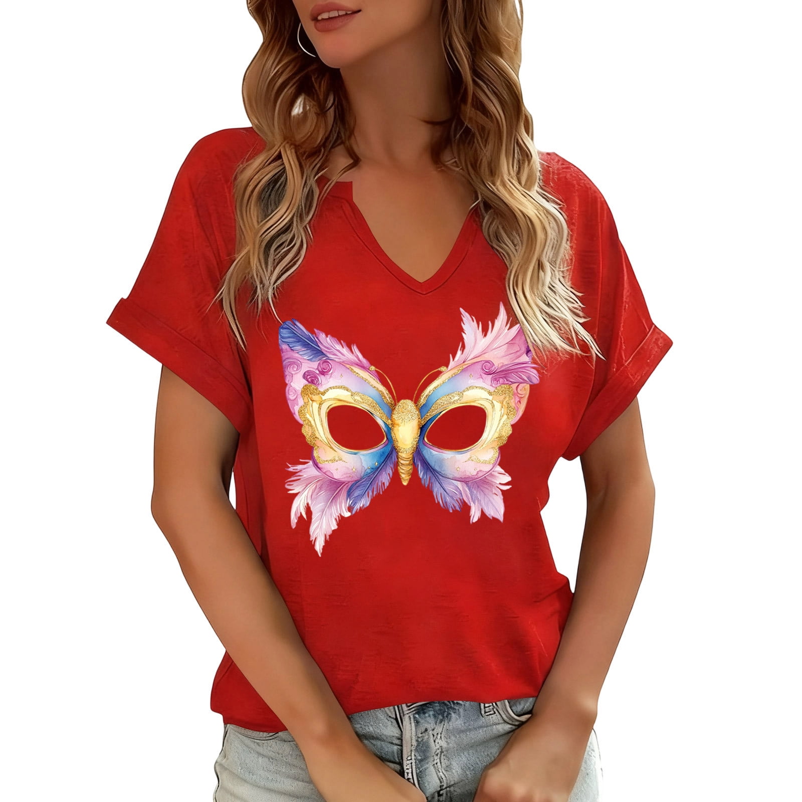 BRGZLK Women's T-Shirt Short Sleeved Summer Carnival 2026 Fun Carnival ...