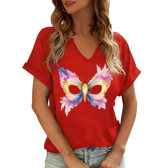 BRGZLK Women's T-Shirt Short Sleeved Summer Carnival 2026 Fun Carnival ...