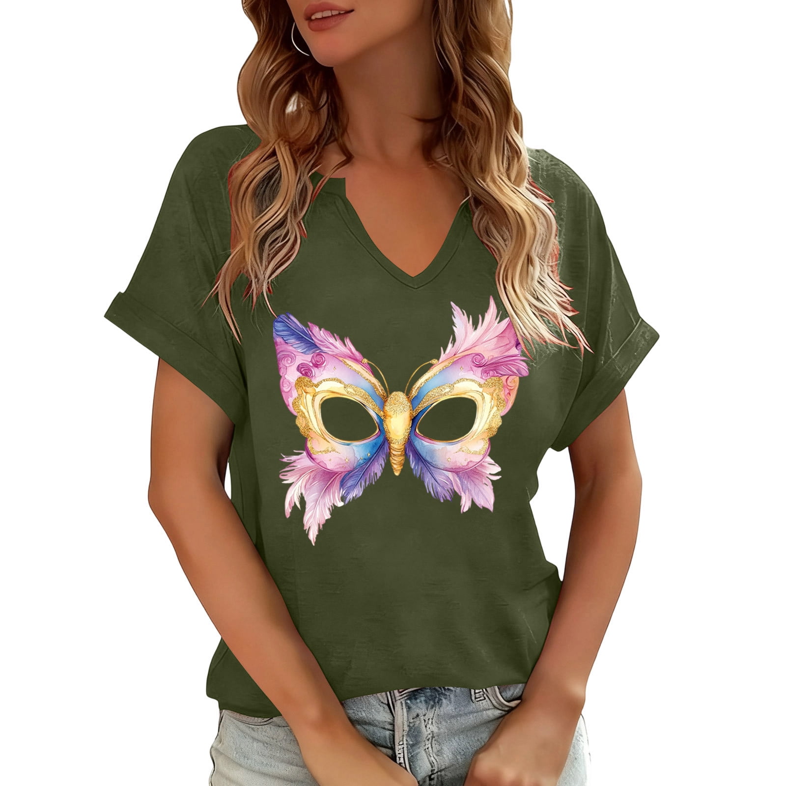 BRGZLK Women's T-Shirt Short Sleeved Summer Carnival 2026 Fun Carnival ...