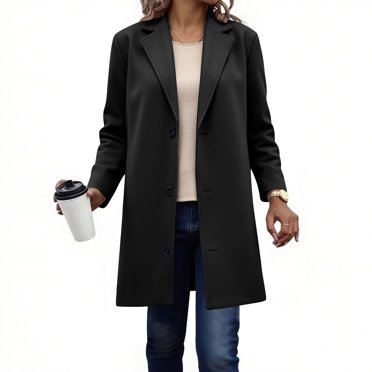 Wool Trench Coat for Women Trendy Winter Overcoat Double Breasted ...