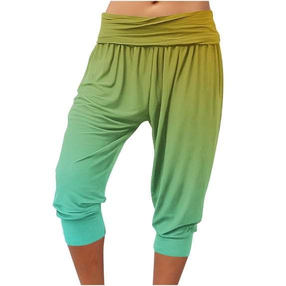 BRGZLK Womens Cropped Pants Gradient Color Ankle Cuff Fashion Casual ...