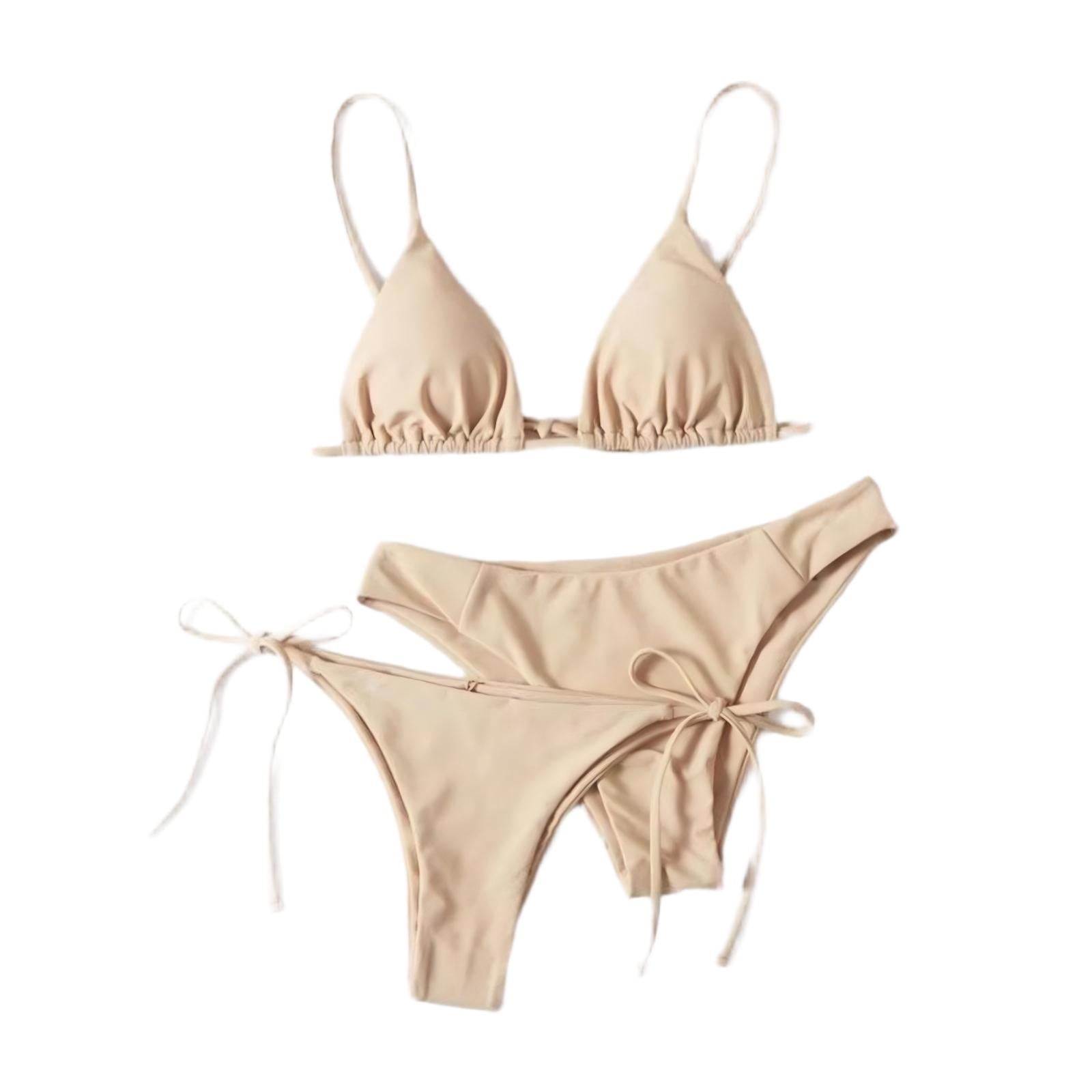 BRGZLK Womens High Waisted Thong Bikini Swimsuit Solid Color Trendy Tie ...