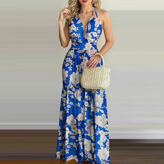 BRGZLK Womens Spaghetti Strap Dresses Summer Deep V Neck Sleeveless ...