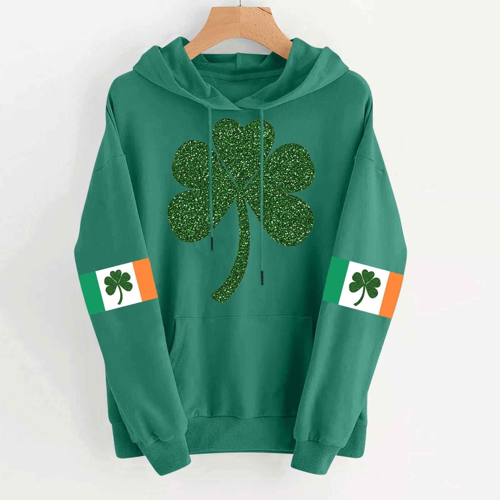 BRGZLK Womens St Patrick's Day Shirts Fashion Crewneck Leopard Plaid ...