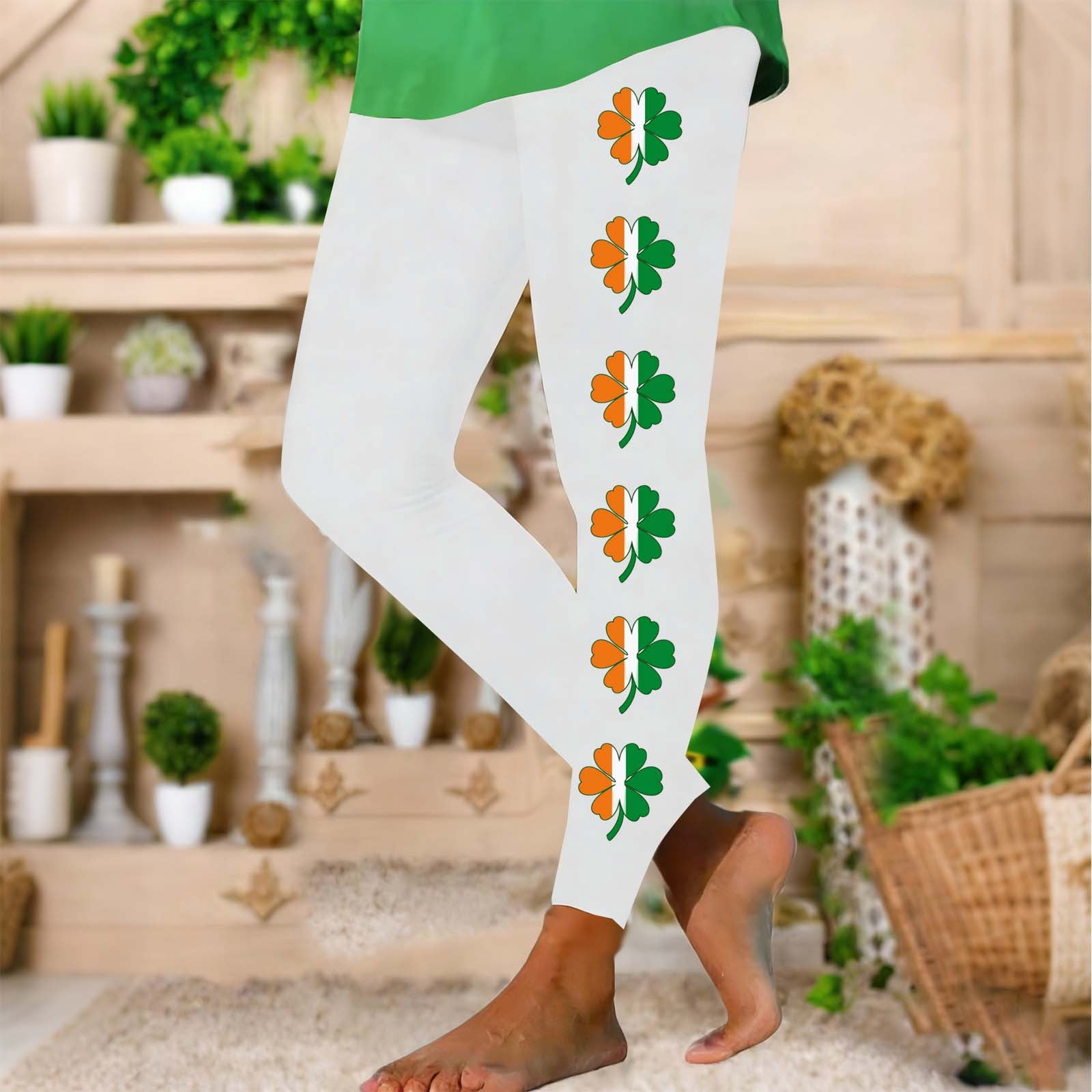BRGZLK Womens St Patricks Day Yoga Pants Leggings Trendy Irish Shamrock ...