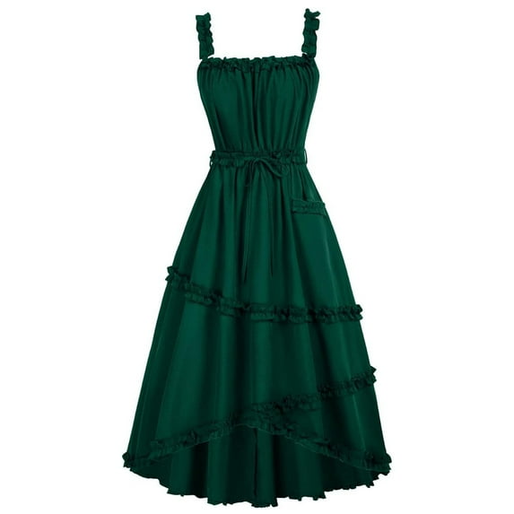 BRGZLK Womens Summer Dress Strapless Backless Sleeveless Smocked Ruffle ...