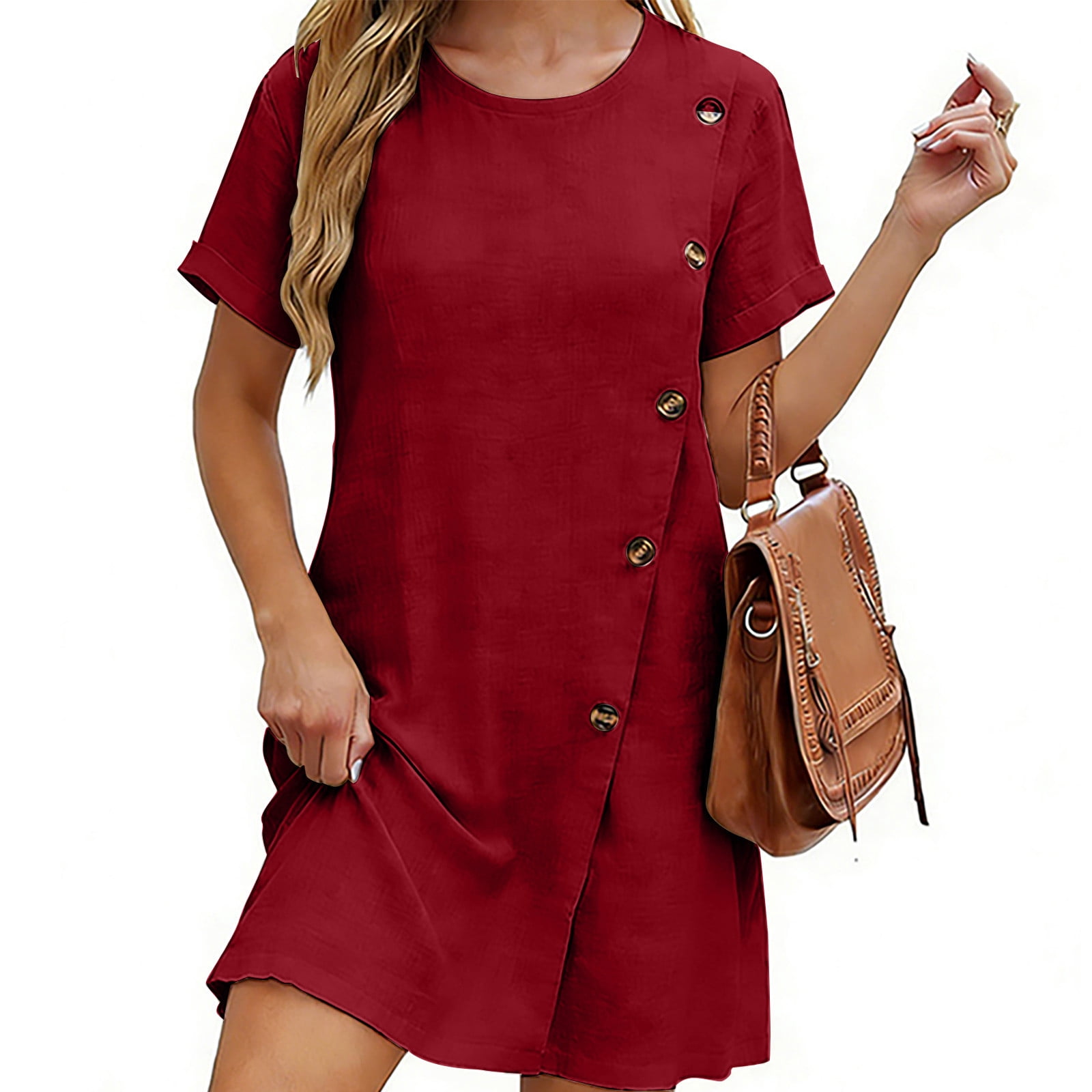 BRGZLK Womens T Shirt Dress Summer Casual Short Sleeve Round Neck Mini ...