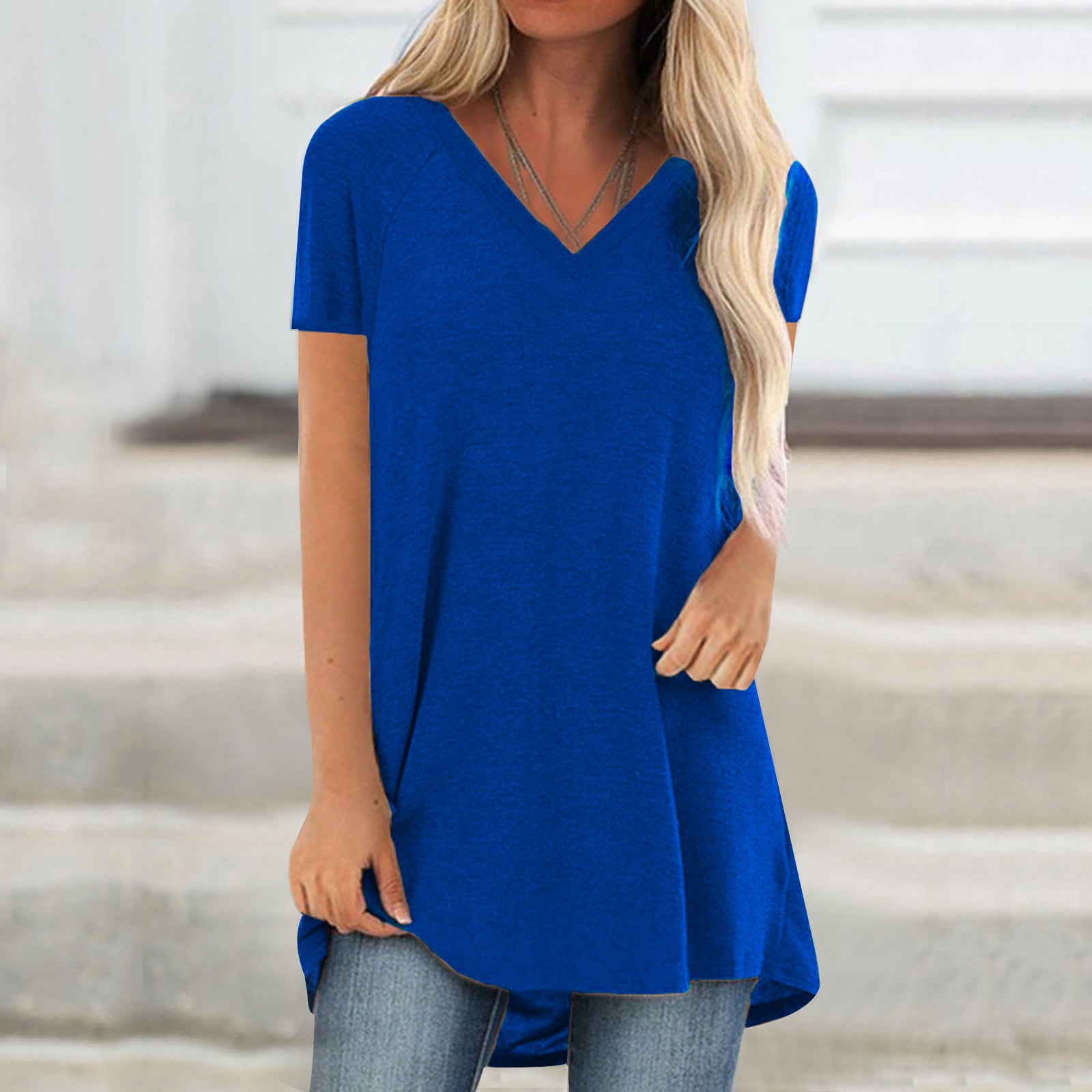BRGZLK Womens Tunic Tops Summer Oversize Large Sizes Short Sleeve ...
