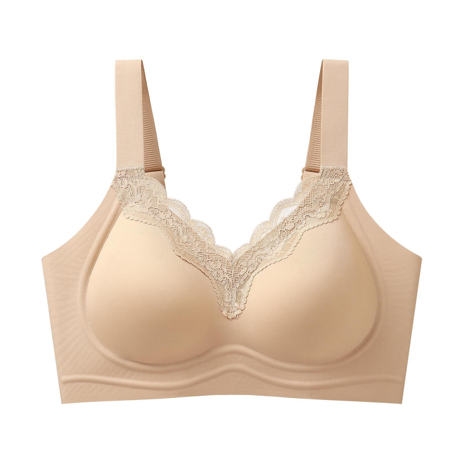 BRGZLK Womens Wireless Bra Trendy Solid Color Lace V-Neck Seamless ...