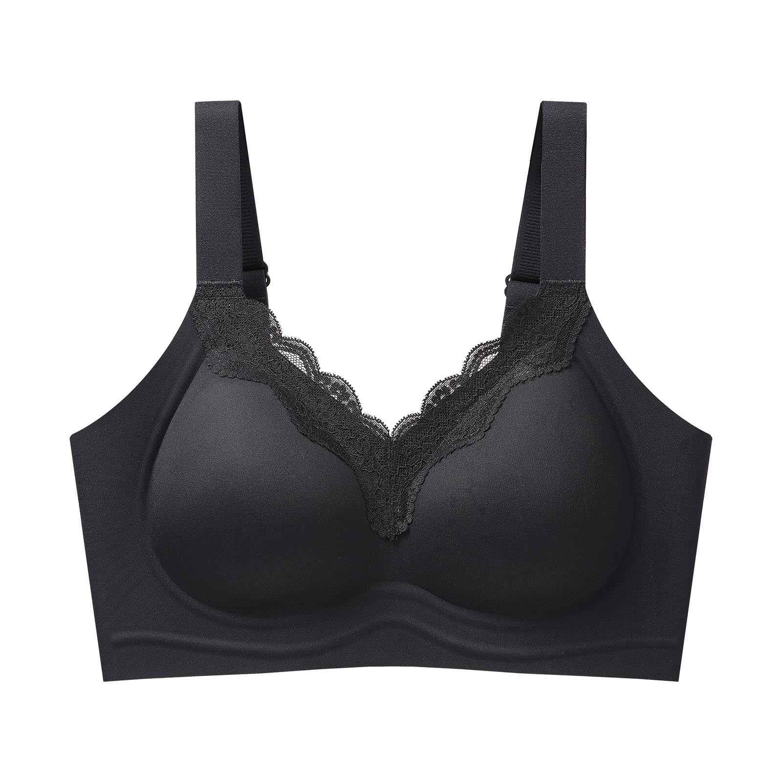 BRGZLK Womens Wireless Bra Trendy Solid Color Lace V-Neck Seamless ...