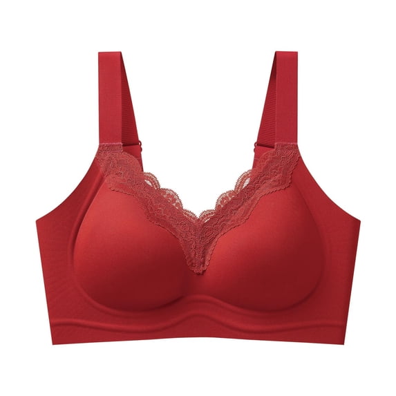 BRGZLK Womens Wireless Bra Trendy Solid Color Lace V-Neck Seamless ...