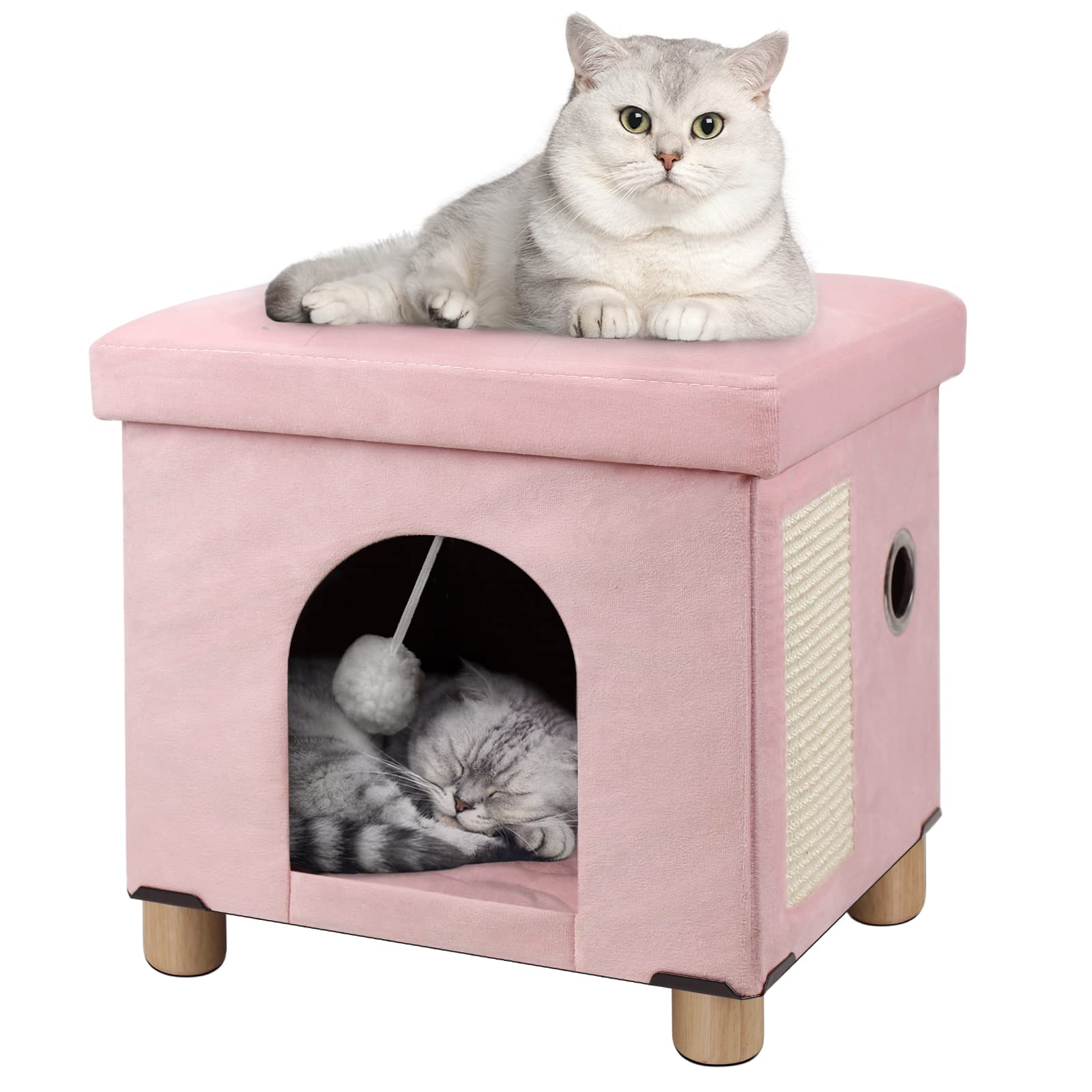 BRIAN & DANY Cat House for Indoor Cats, Cat Cave Bed for Pet, Cat Cube ...