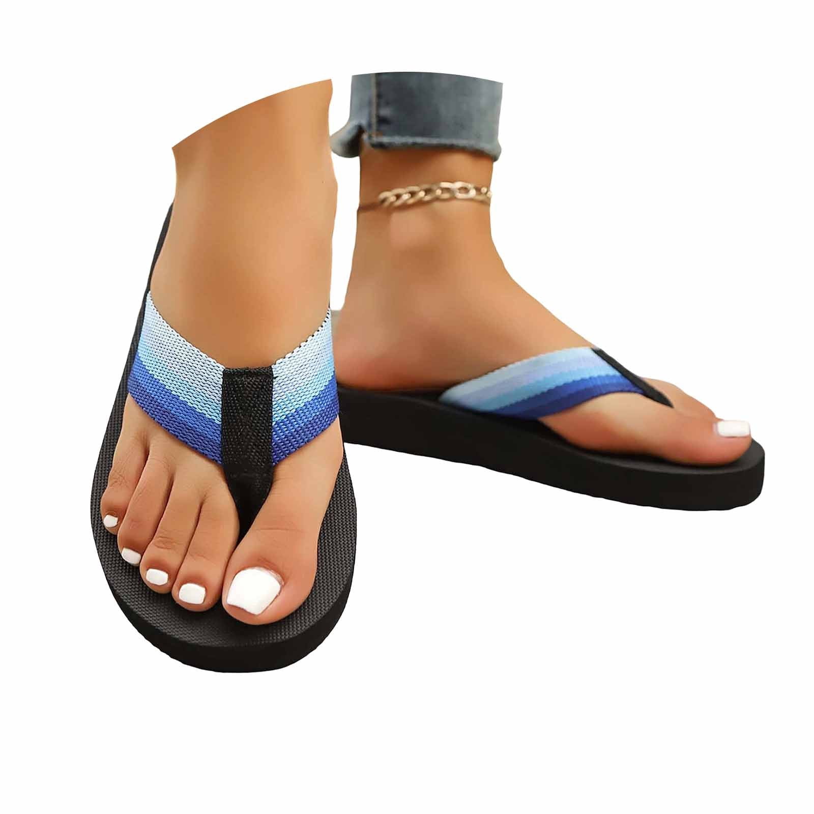 BRICH 3D Floral Sandals for Women Dressy Flatform Thongs Flip Flops ...