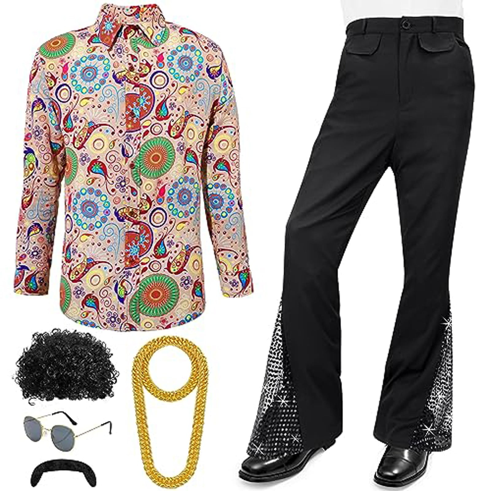 BRICH 6 Piece Cos Outfits,Men's Disco Suits Light Yellow S - Walmart.com