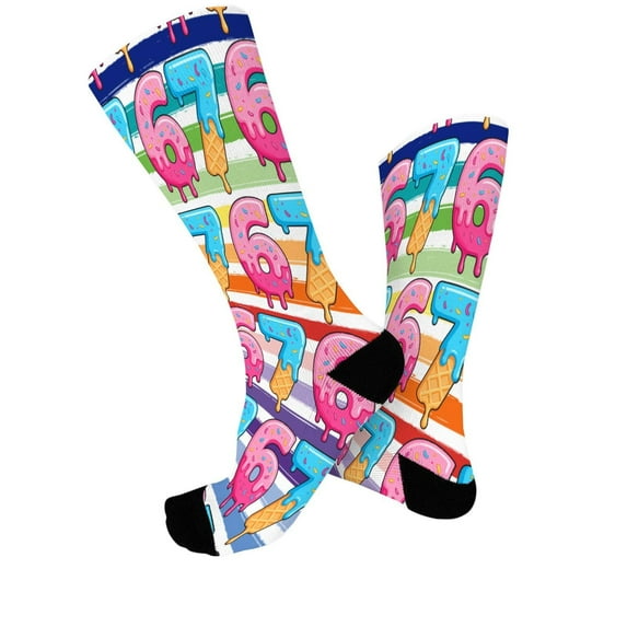 BRICH Six Seven Ice Creams Drips Sport 67 Funny Meme Socks 02-Light ...