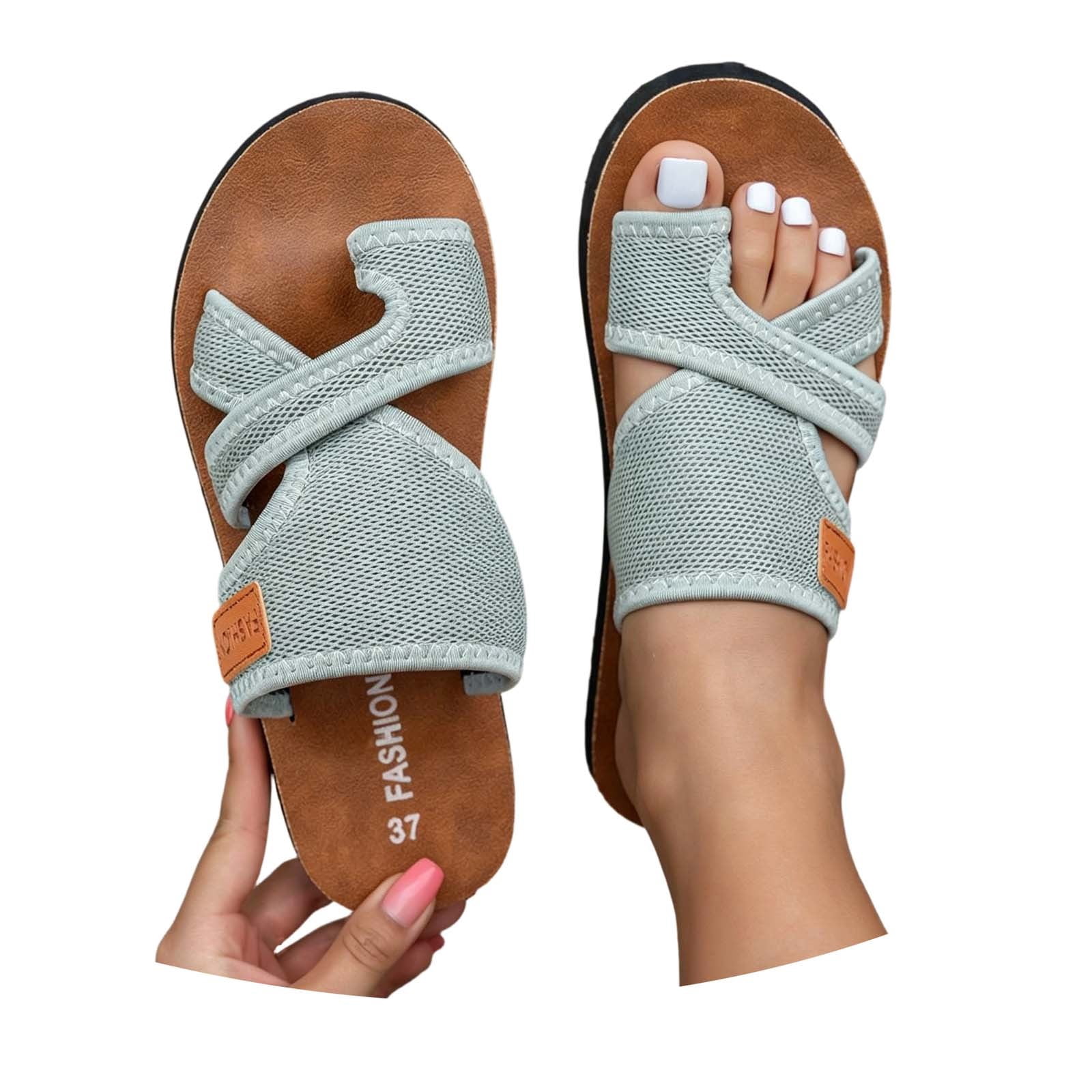 BRICH Summer Sandals for Women Hollow Mesh Slide Extra Wide Beach ...