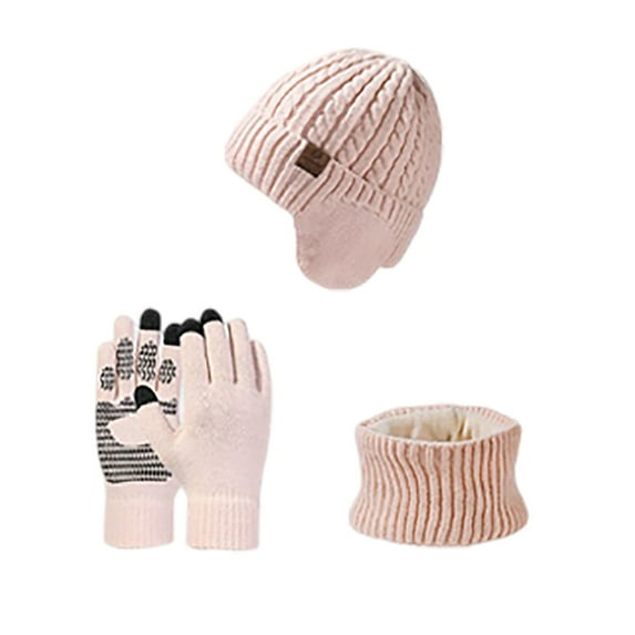 BRICH Winter Beanie Hats with Ear Flaps Scarf Gloves, Warm Fleece Knit ...