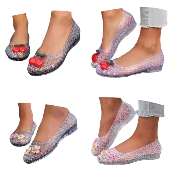 BRICH Women's Cute Crystal Transparent Closed Toe Sandals Spring Summer ...