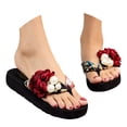 BRICH Women's Flower Pearls Fashion High Heel Platform Wedge Thong Flip ...