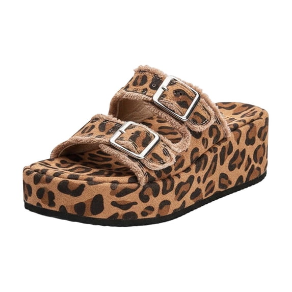 BRICH Women's Leopard Print Platform Sandals Summer Arch Support ...