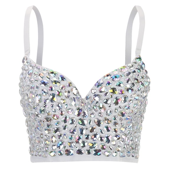 BRICH Women's Mardi Gras Bustier Crop Tops Mesh Corset Push up ...