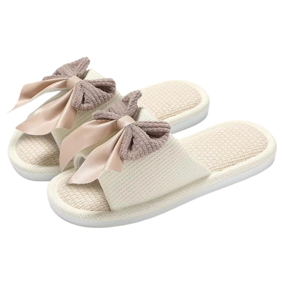 BRICH Women's Memory Foam Open Toe Slide Slippers with Cute Bow Slip-On ...