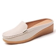 BRICH Women's Slip-On Leather Mules Soft Sole Wide Backless Loafers ...