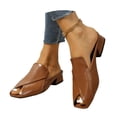 BRICH Women's Slip-On Sandals Solid Color Elegant Comfy Chunky Heel ...