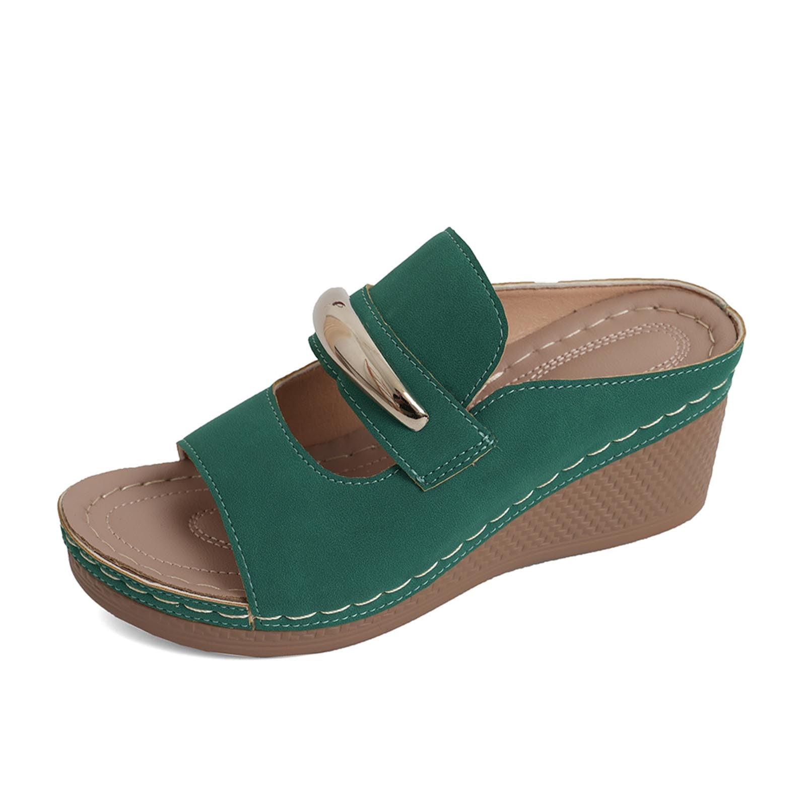 BRICH Women's Wedge Slide Sandals Open Toe Comfortable Arch Support ...