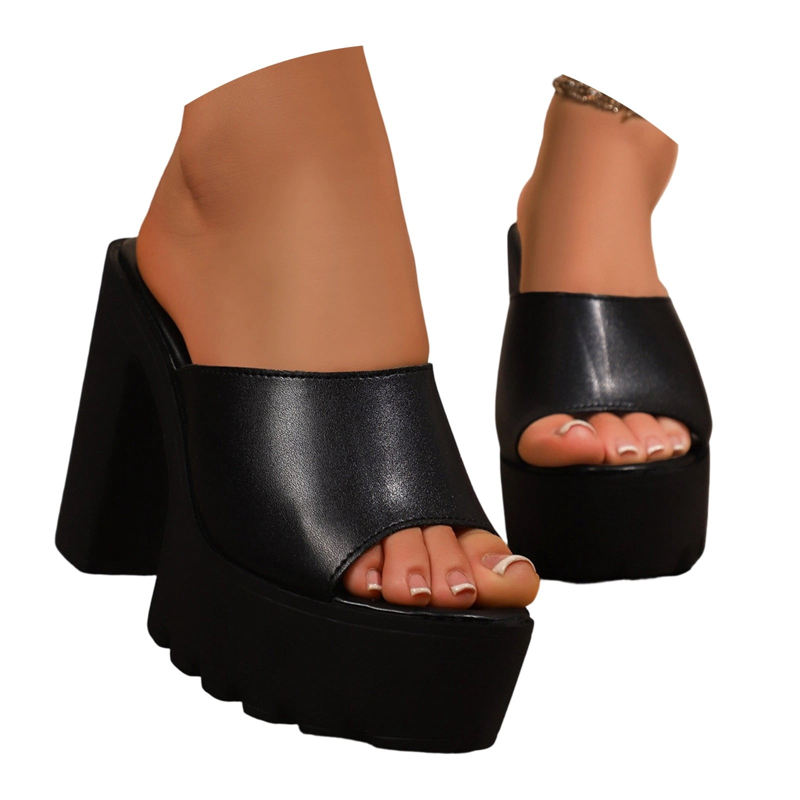 BRICH Women's Wedge Slipper Open Toe Platform Backless on Casual Summer ...