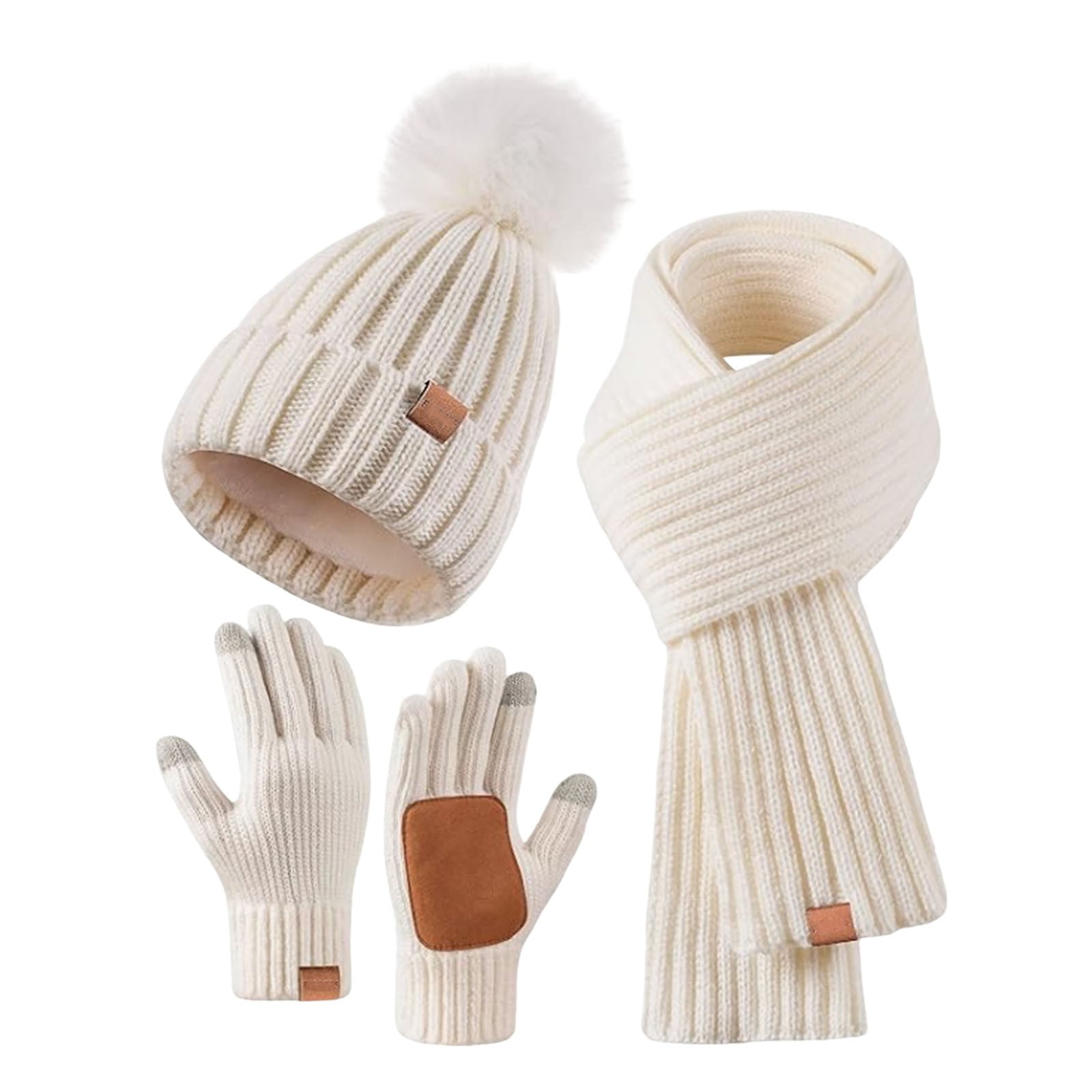 BRICH Women's Winter Beanie Hat Scarf Gloves Set Warm Knit Beanie with ...