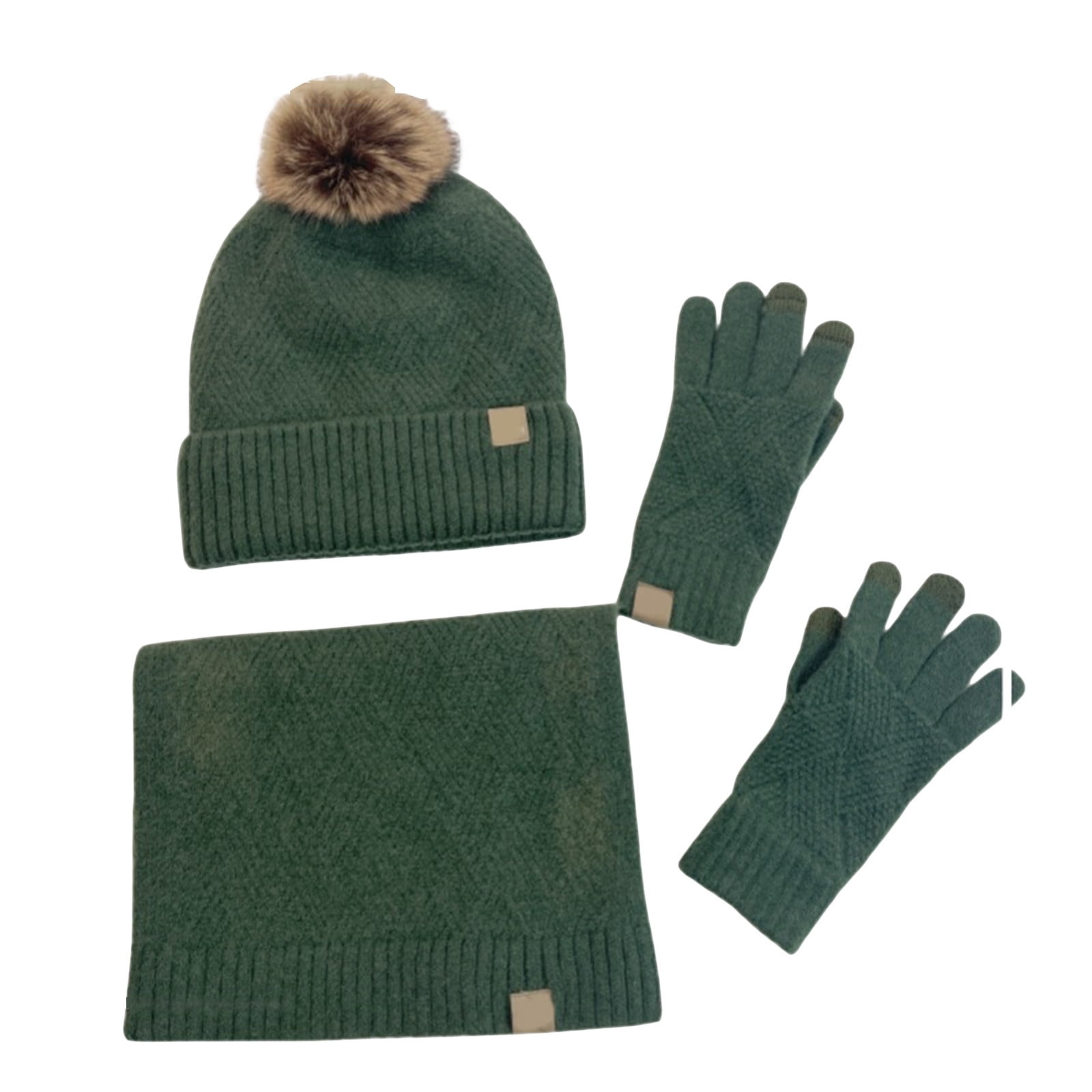 BRICH Women's Winter Warm Knit Beanie Hat Long Scarf Touchscreen Gloves ...