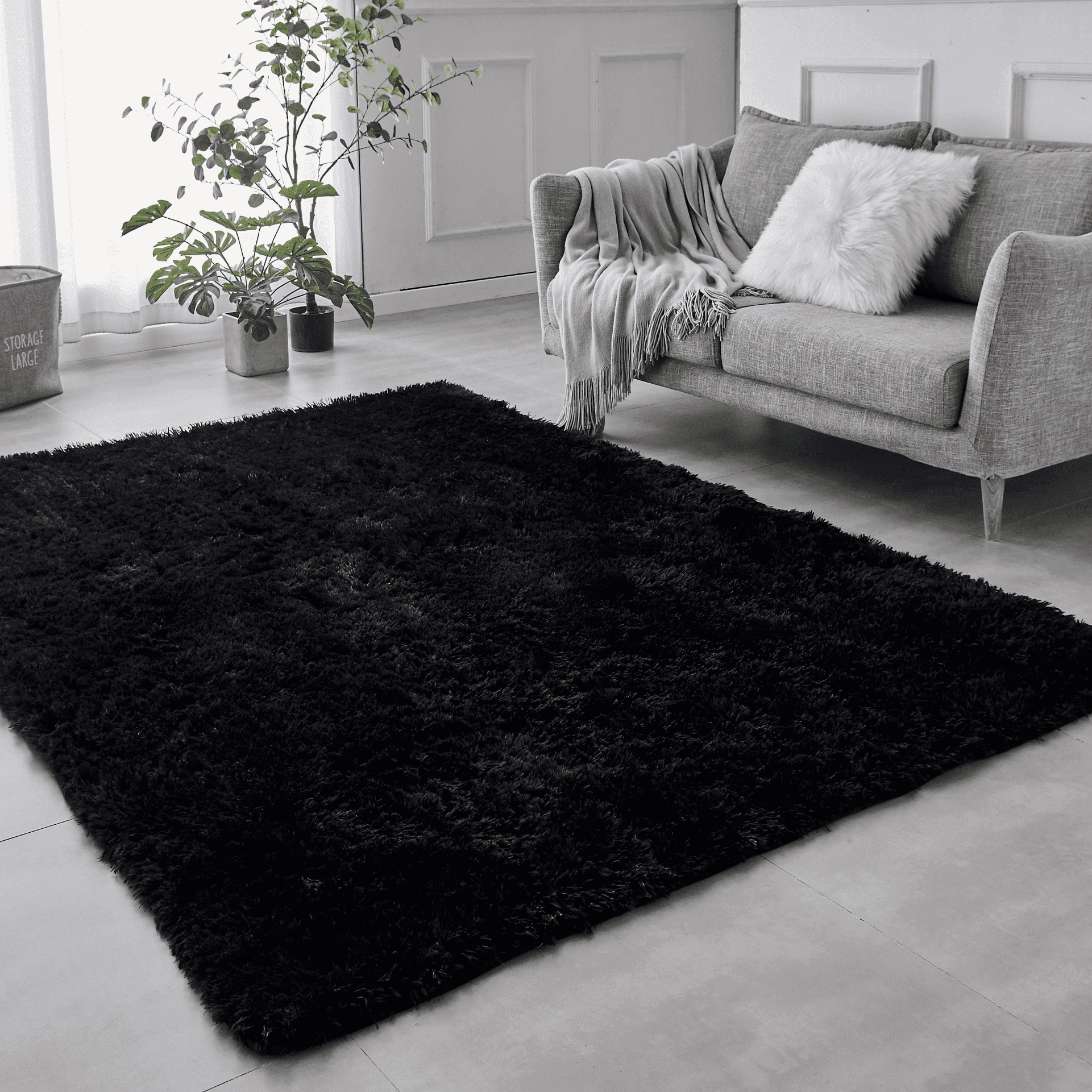 Customer reviews for BRICHOEE Black Shag Area Rug, 4'x6' Indoor Ultra ...