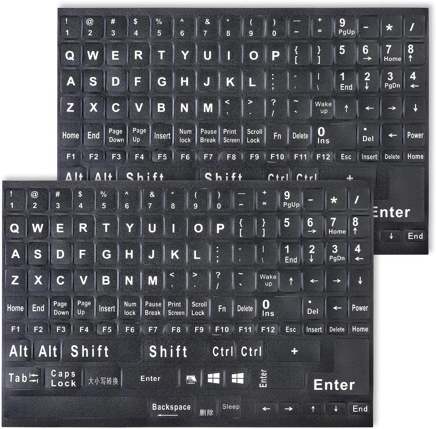 BRICK- 2 Pack Universal English Keyboard Stickers - Matte Black & White ...