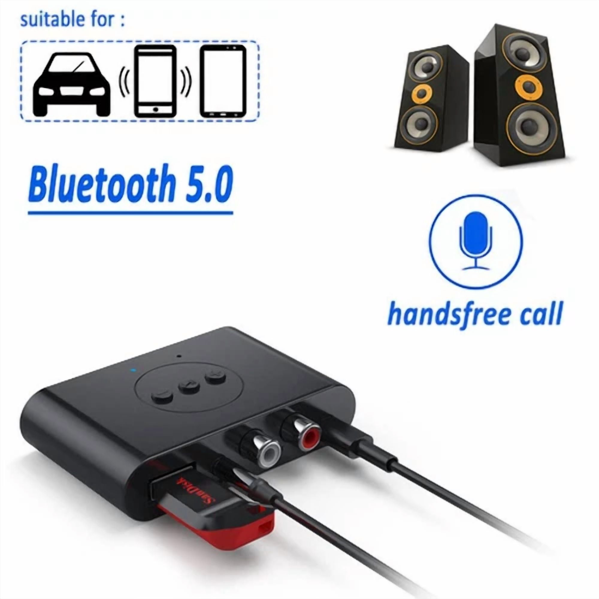 BRICK- Bluetooth 5.2 Receiver Nfc 3.5Mm Aux Rca Wireless Audio Adapter ...